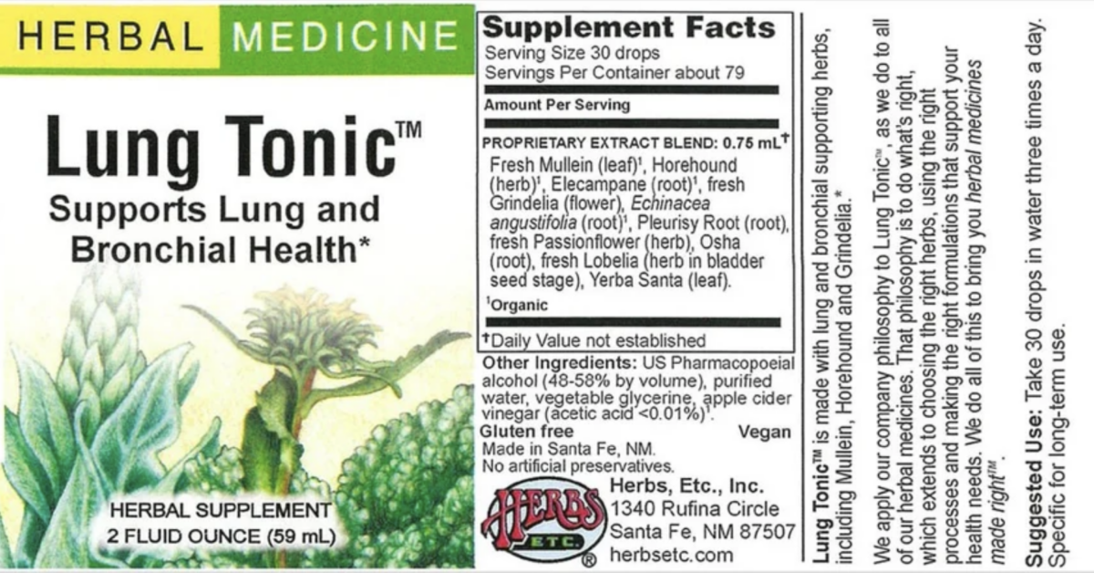 Herbs Etc. Lung Tonic™ - 2 fl oz - Zeigler's Natural Health