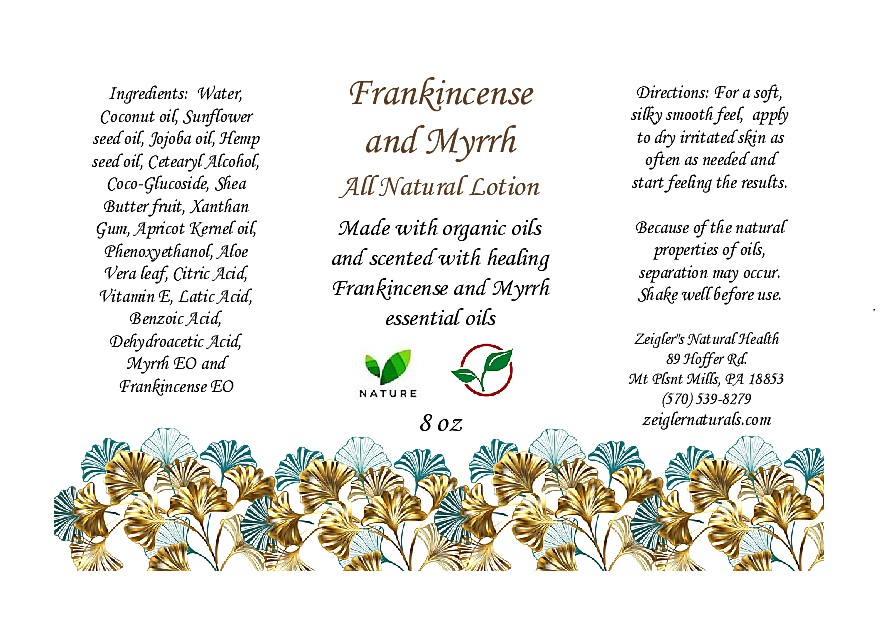 Frankincense & Myrrh Lotion - 8 oz - Zeigler's Natural Health