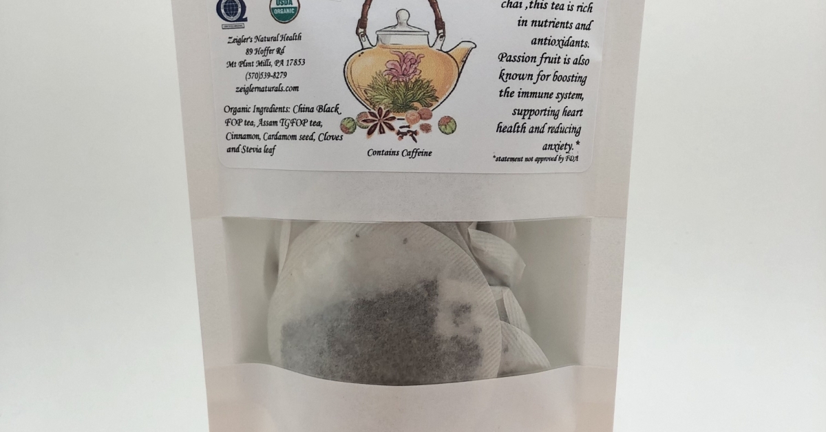 Zeigler's Passion Fruit Chai Tea (Organic) - 20 Tea Bags - Zeigler's ...