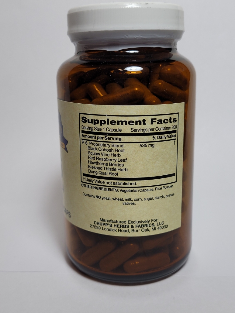 Chupp's Herbs P-6 Formula - 535 mg - 200 Vegetarian Capsules - Zeigler ...