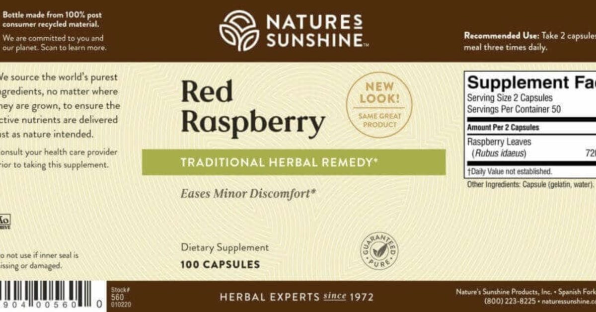 Nature's Sunshine Red Raspberry - 100 Capsules - Zeigler's Natural Health