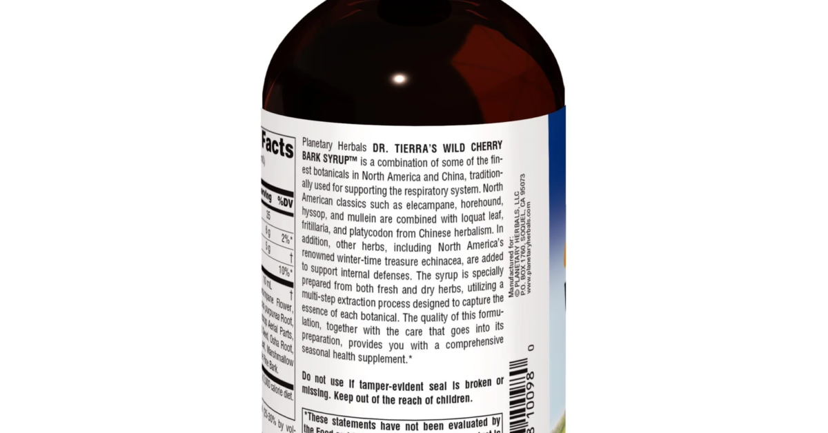Planetary Herbals Dr. Tierra's Wild Cherry Bark Syrup with Echinacea ...